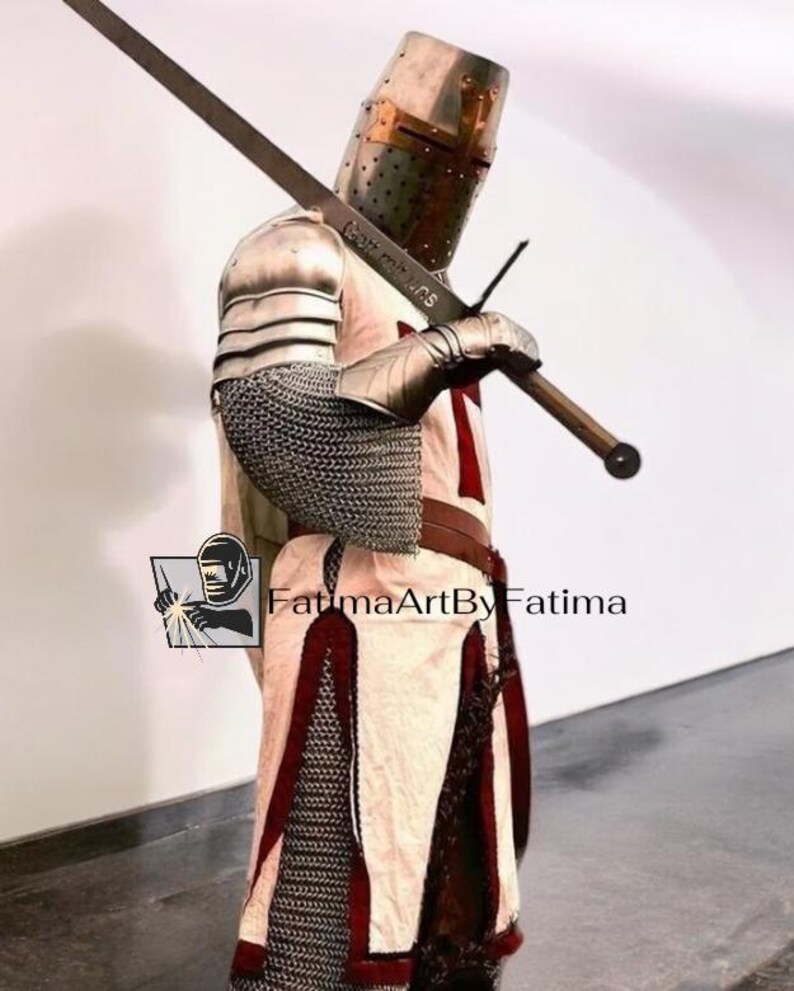Medieval Templar Knight Full Armor Suit: Crusader Cosplay, Historical ...