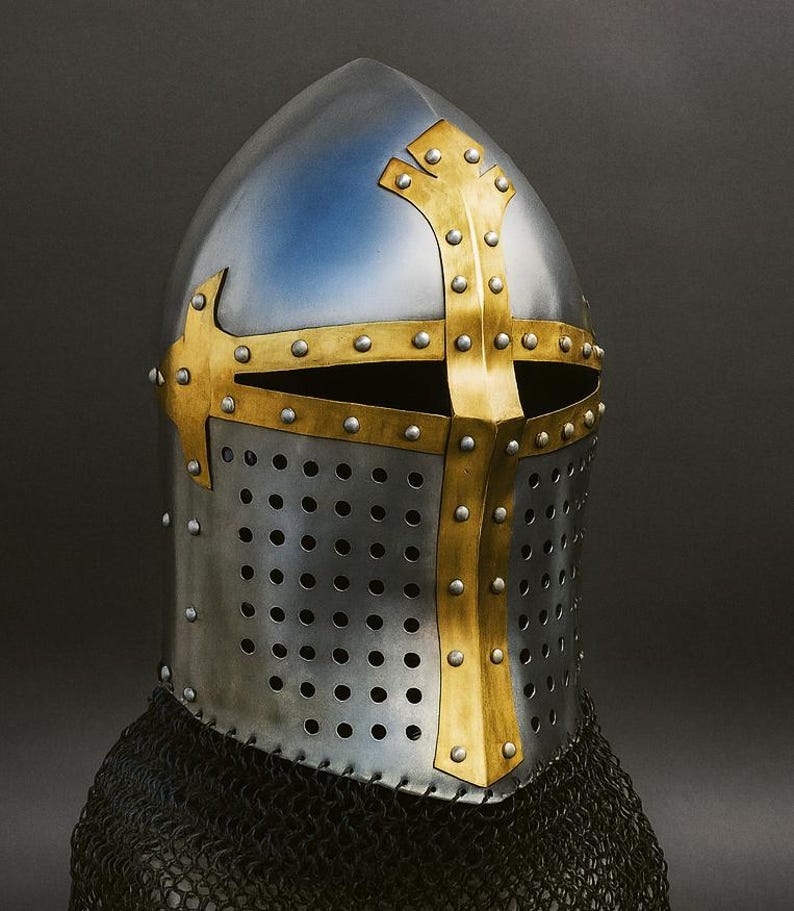 Bascinet Spoleto Helmet With Chainmail | Medieval Steel Combat Helmet ...