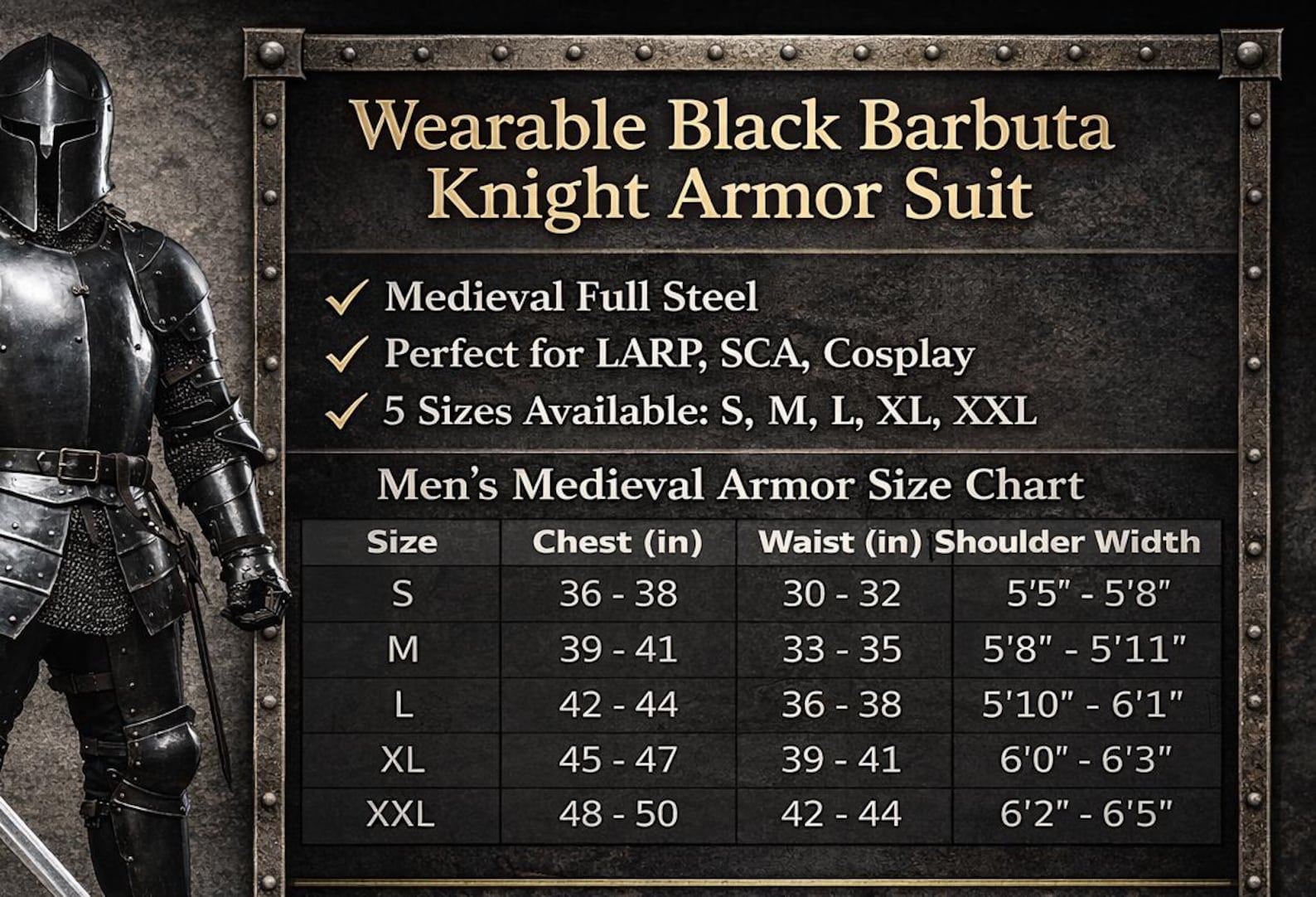 Handmade 18 Gauge Steel Knight Armor | Wearable Barbuta Helmet, LARP ...