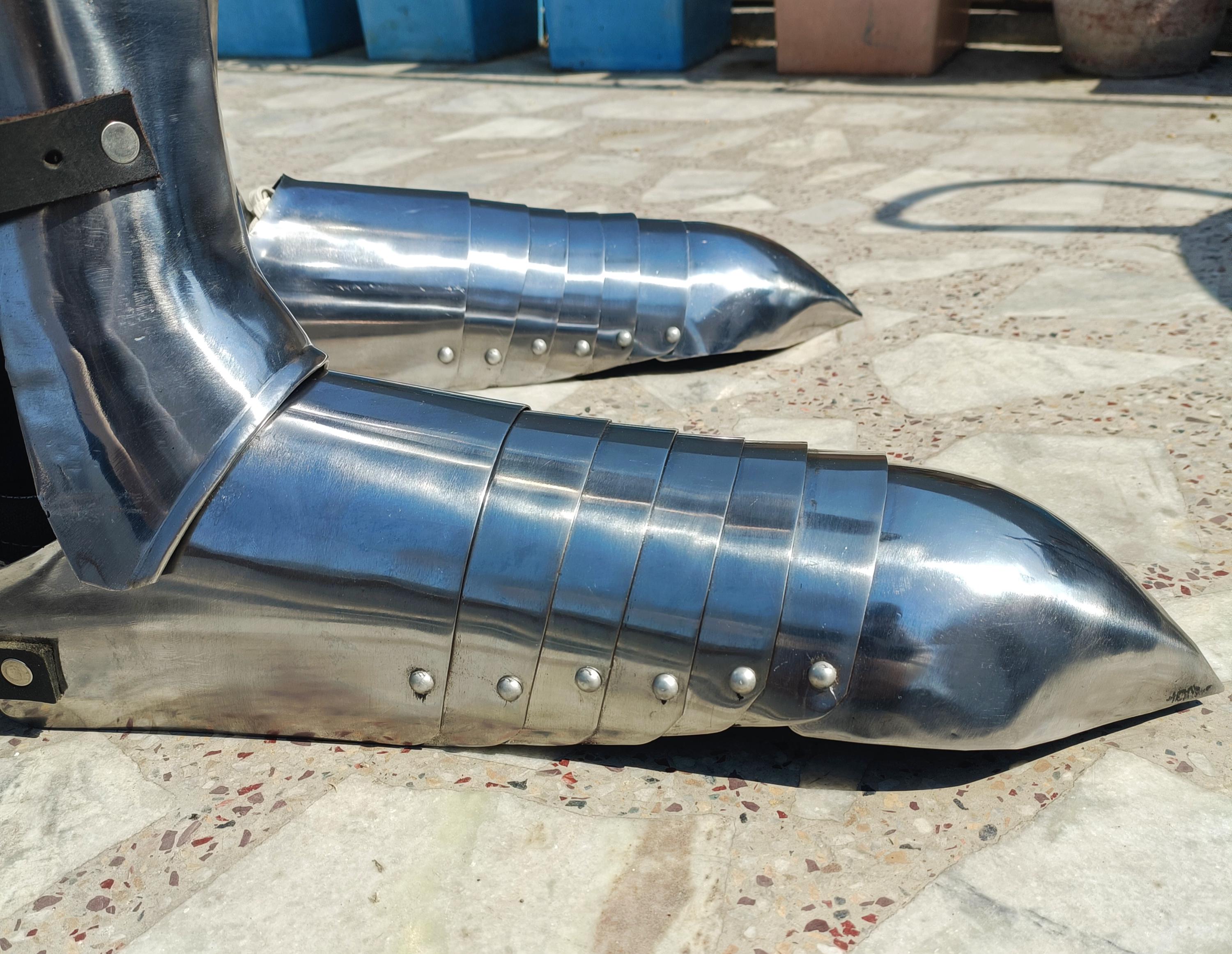 Medieval Steel Leg Armor With Sabatons – Full Leg Guard Set ...