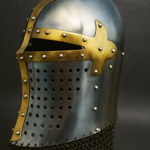 Bascinet Spoleto Helmet With Chainmail | Medieval Steel Combat Helmet ...
