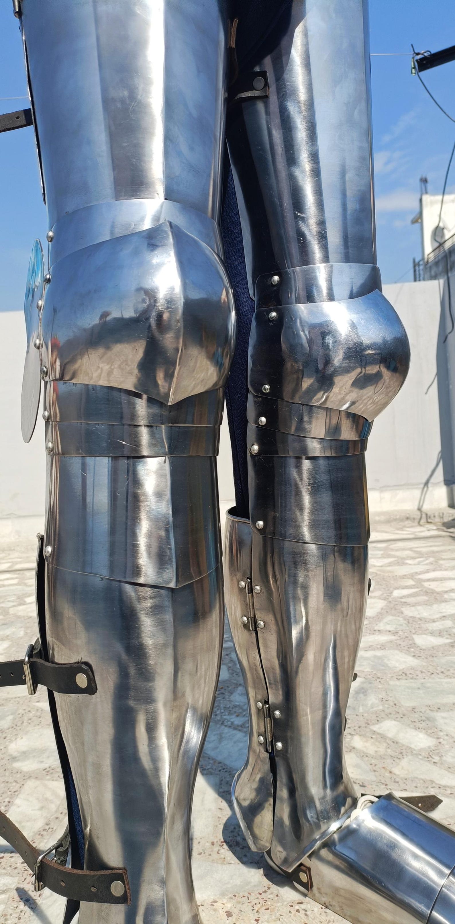 Medieval Steel Leg Armor With Sabatons – Full Leg Guard Set ...