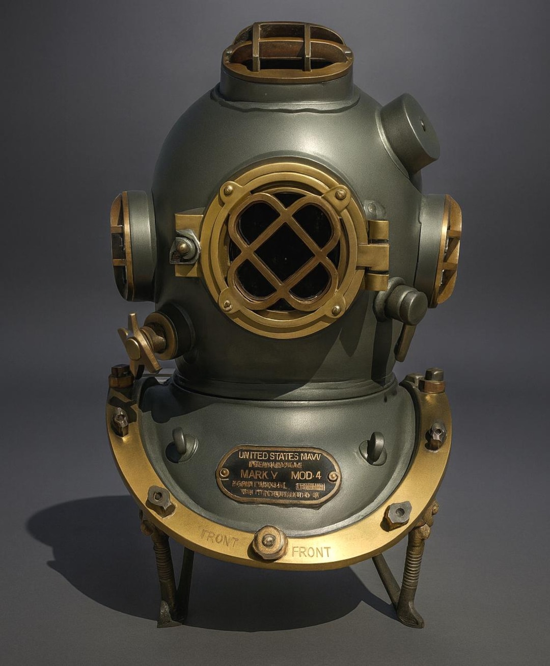 Mark V US Navy Deep Sea Scuba Divers Diving Helmet: Brass, Steel ...
