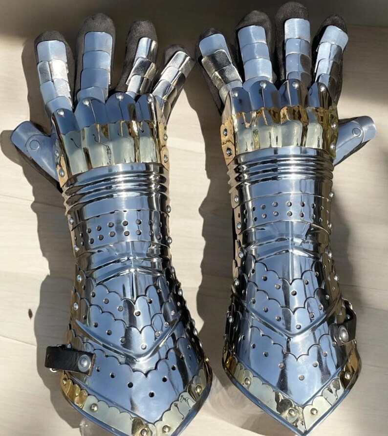 Medieval Templar Crusader Steel Gothic Gauntlets: Gloves Functional ...