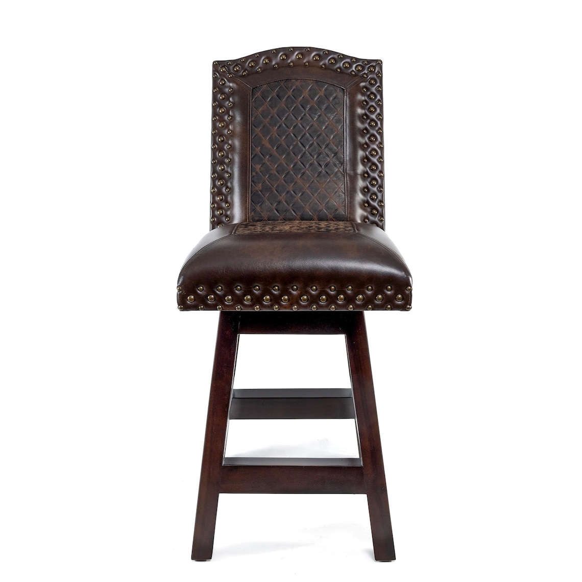 Brown Leather Diamond Tufted Wingback Barstool - Counter & Bar Height ...