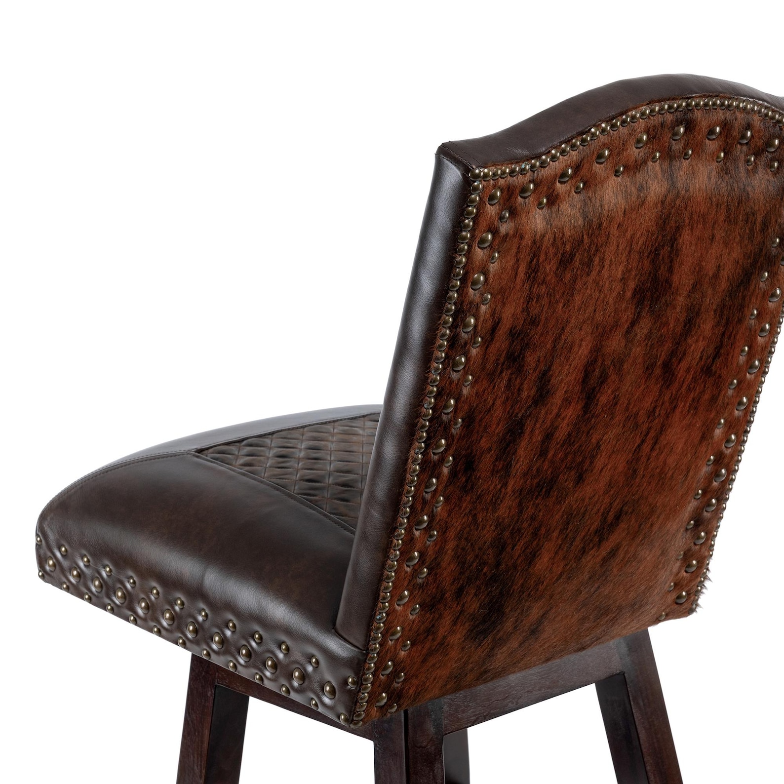 Brown Leather Diamond Tufted Wingback Barstool - Counter & Bar Height ...