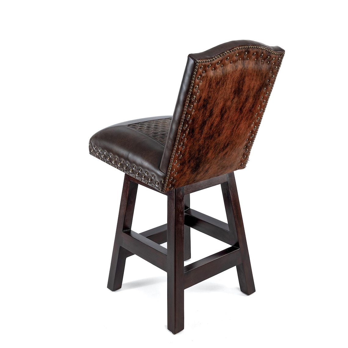 Brown Leather Diamond Tufted Wingback Barstool - Counter & Bar Height ...