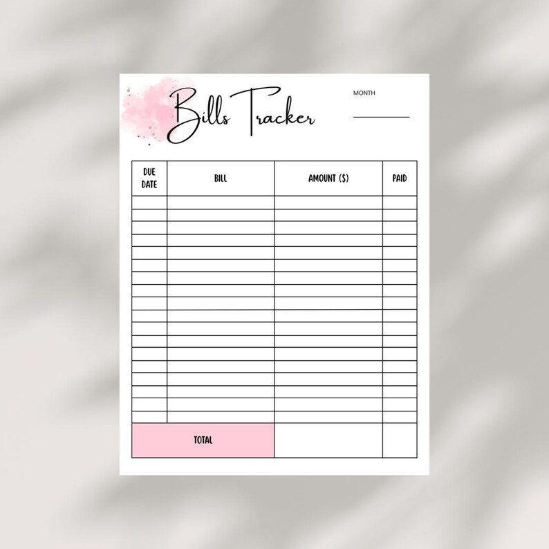 Bills Tracker Printable | Monthly Bill Organizer | Budget Planner PDF ...