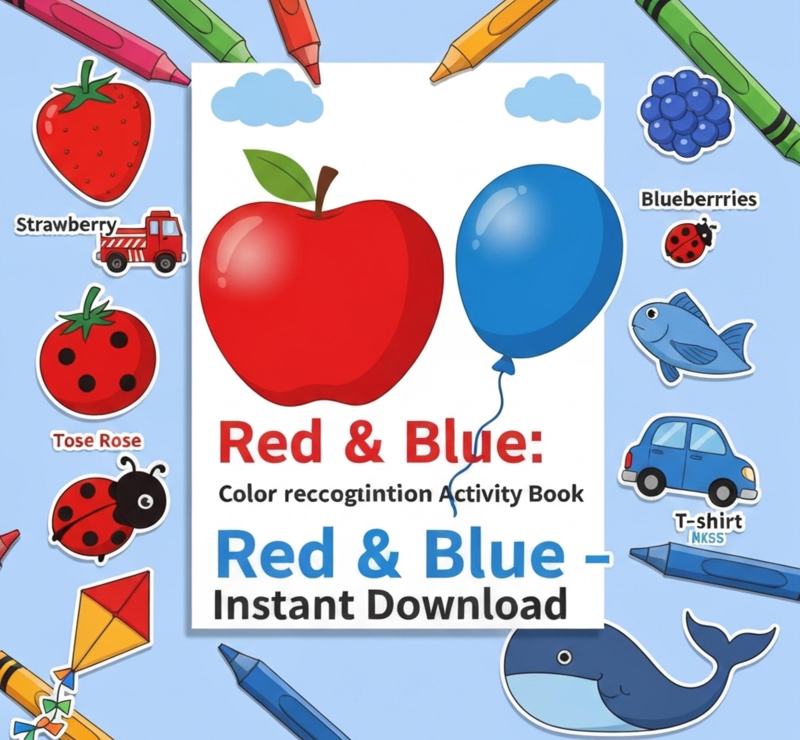 Red & Blue Color Recognition Book: Preschool Learning (PDF Pattern) - Etsy