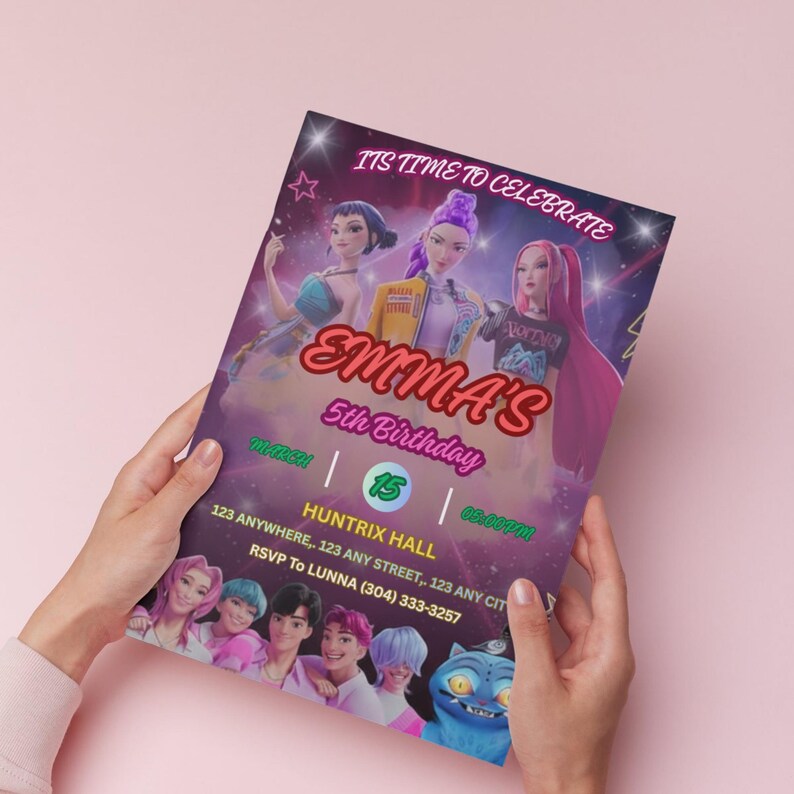Editable K-pop Birthday Invitation Template, Virtual Concert Party Pass ...