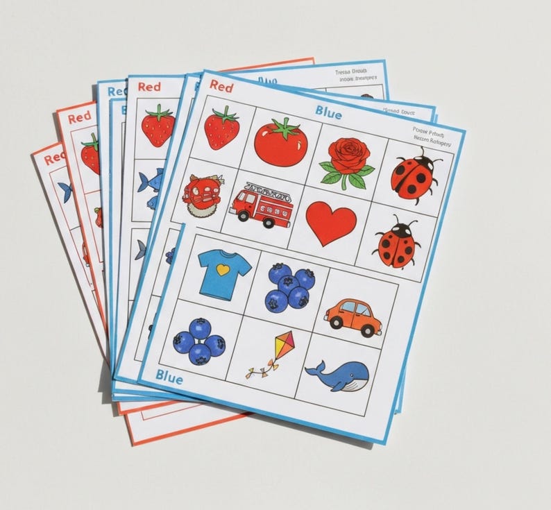 Red & Blue Color Recognition Book: Preschool Learning (PDF Pattern) - Etsy