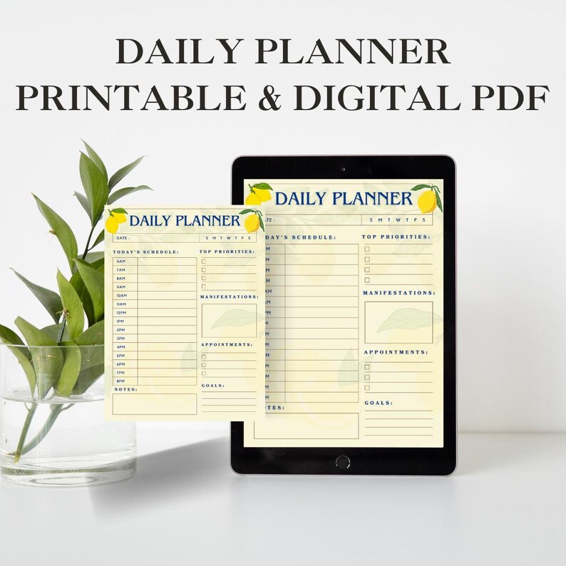 Lemon Themed Daily Planner, Goal Tracker, Day Planner - Etsy
