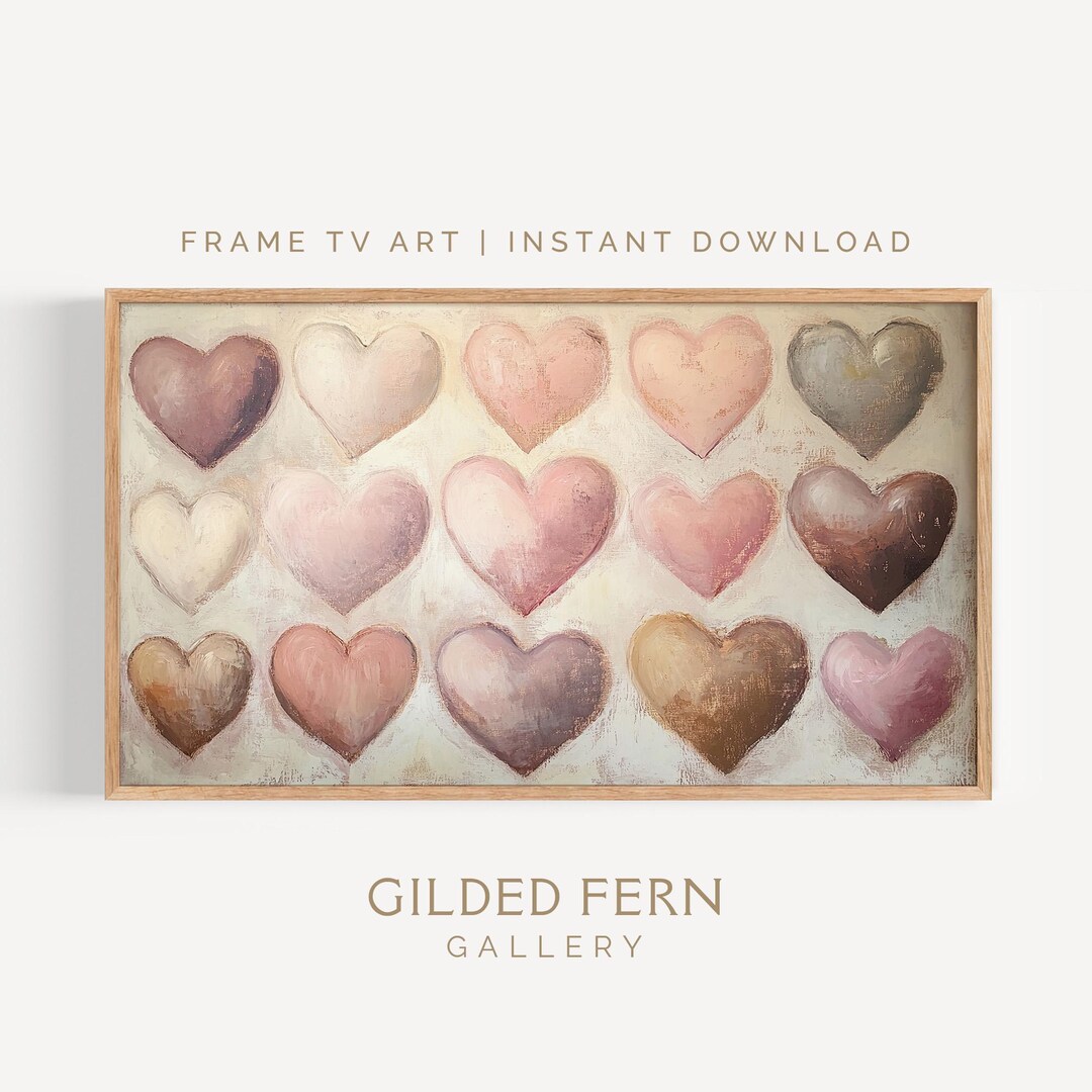 Neutral Hearts Valentines Day Frame TV Art (4K Digital Download) - Etsy