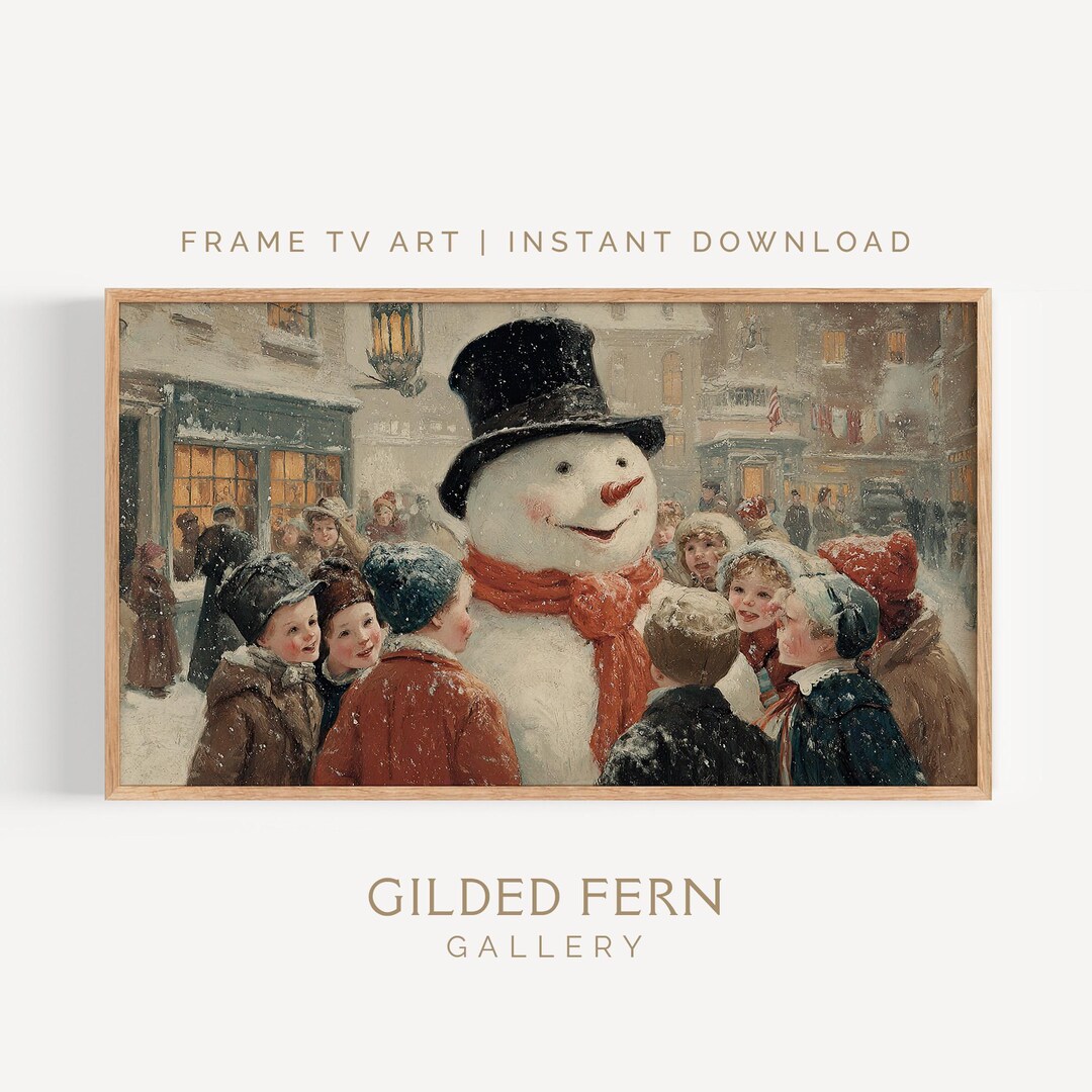 Vintage Snowman Christmas Frame TV Art (4K Digital Download) - Etsy