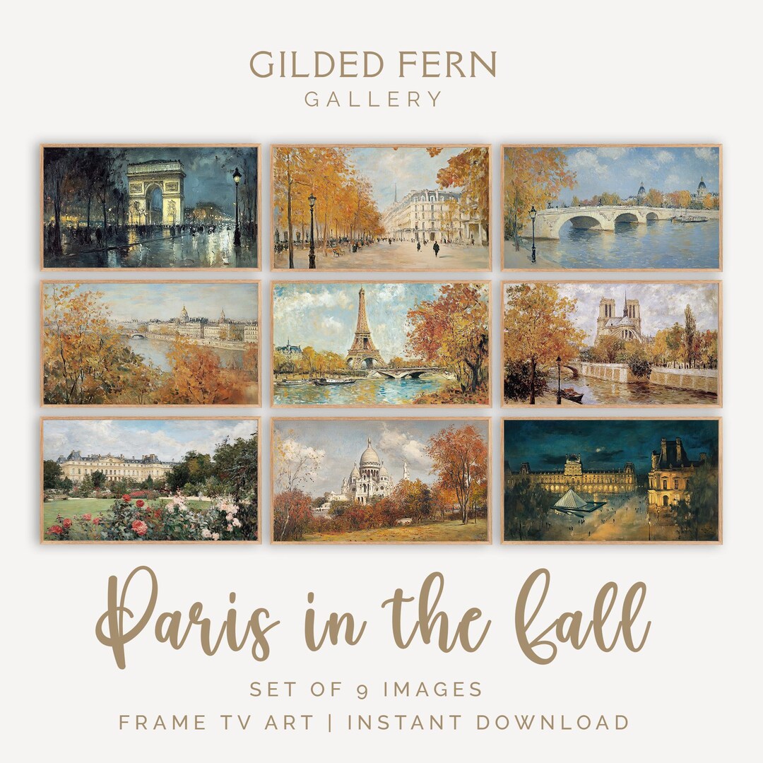 Paris in the Fall Frame TV Art Set of 9 Images - Iconic Landmarks in ...