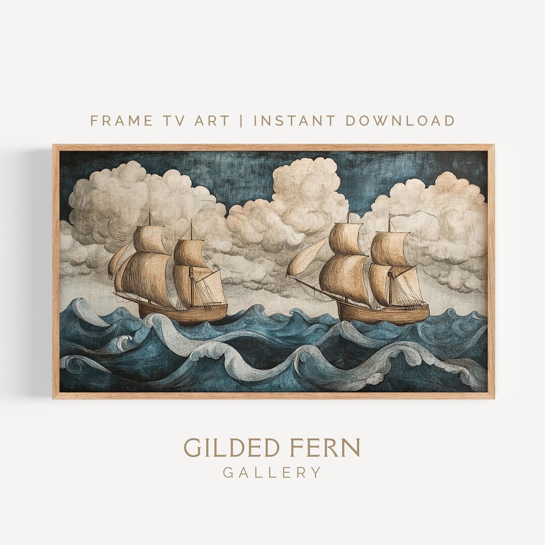 Vintage Ship Frame TV Art: Stormy Ocean Scene (digital Download) - Etsy