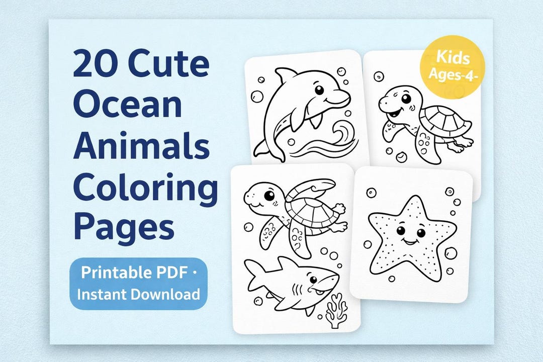 20 Cute Ocean Animals Coloring Pages for Kids | Printable Sea Life ...