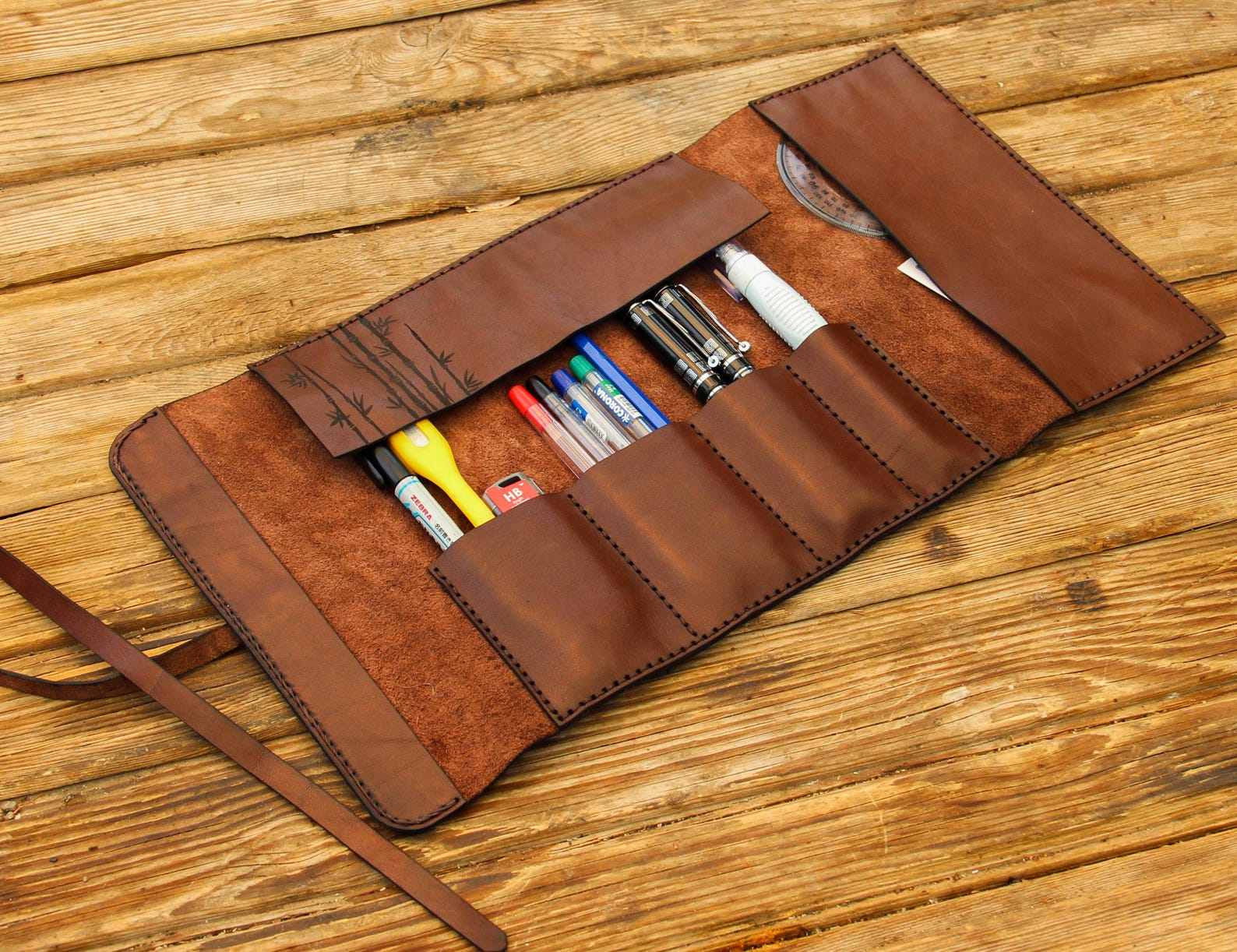 Roll up Pencil Case Pattern, Leather Pencil Holder Svg & Pdf, DIY ...
