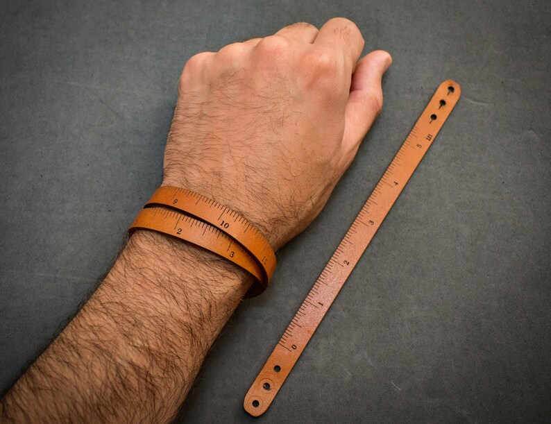Leather Wrist Ruler Bracelet Pattern in Inches, 3 Size Templates, DIY ...