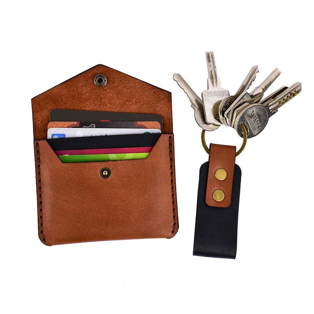 Leather Card Holder & Keychain Pattern Set, DIY Leather Wallet and ...
