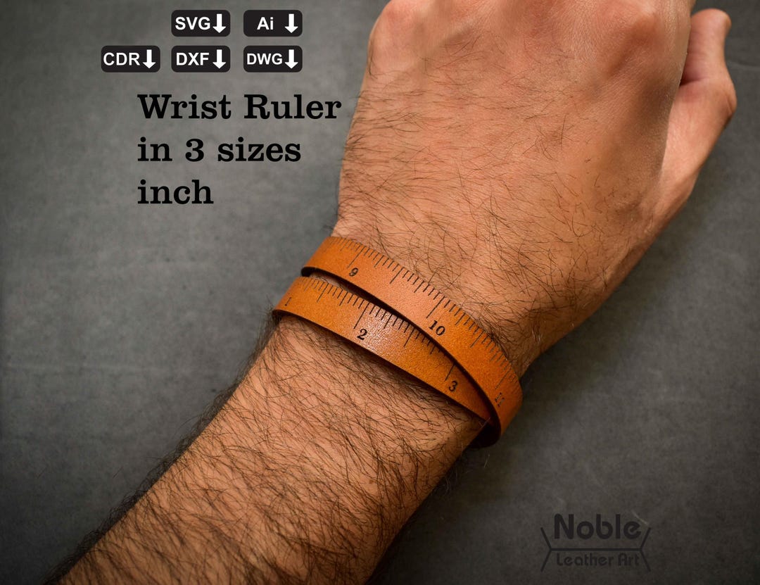 Leather Wrist Ruler Bracelet Pattern in Inches, 3 Size Templates, DIY ...