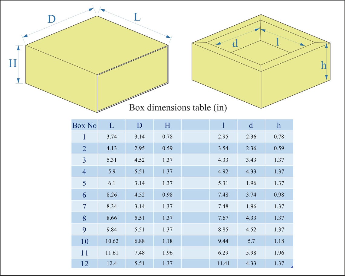 Sliding Box Template Set, 12 Sizes Box Pattern, Svg and Pdf Cardboard ...