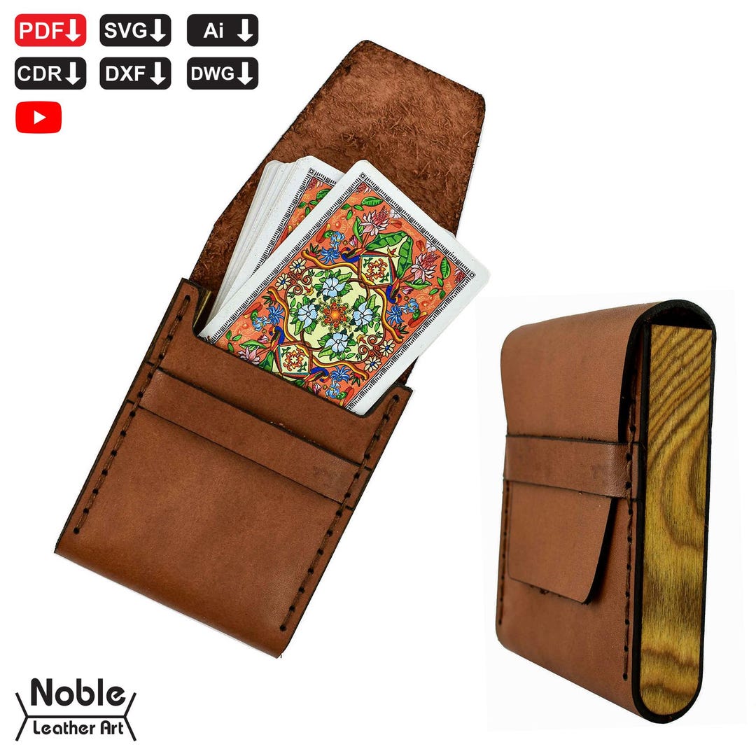 Leather Playing Card Case Pattern, Wooden Cardholder Template, Diy ...