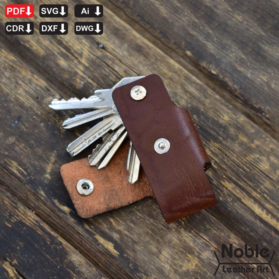 Leather Keychain Pattern Svg Pdf, DIY Key Holder Template for Cricut ...