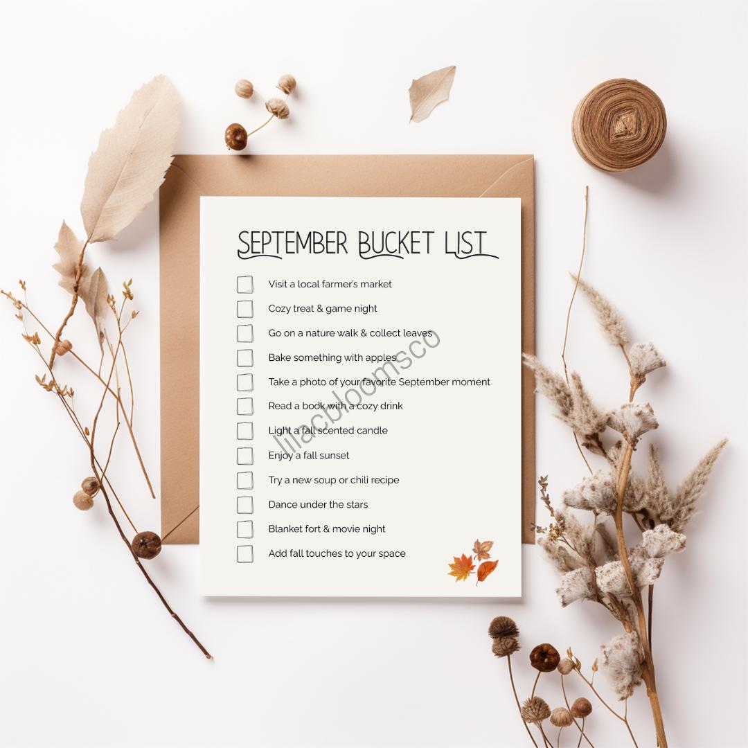 September Bucket List Printable – Minimalist Cozy Fall Activities - Etsy