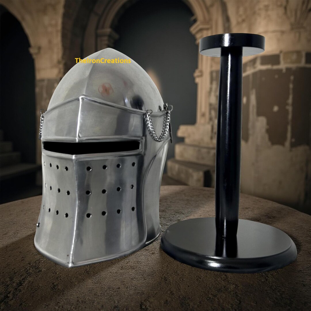 Medieval Barbute Knight Helmet – 18 Gauge Steel Wearable Armor, LARP ...