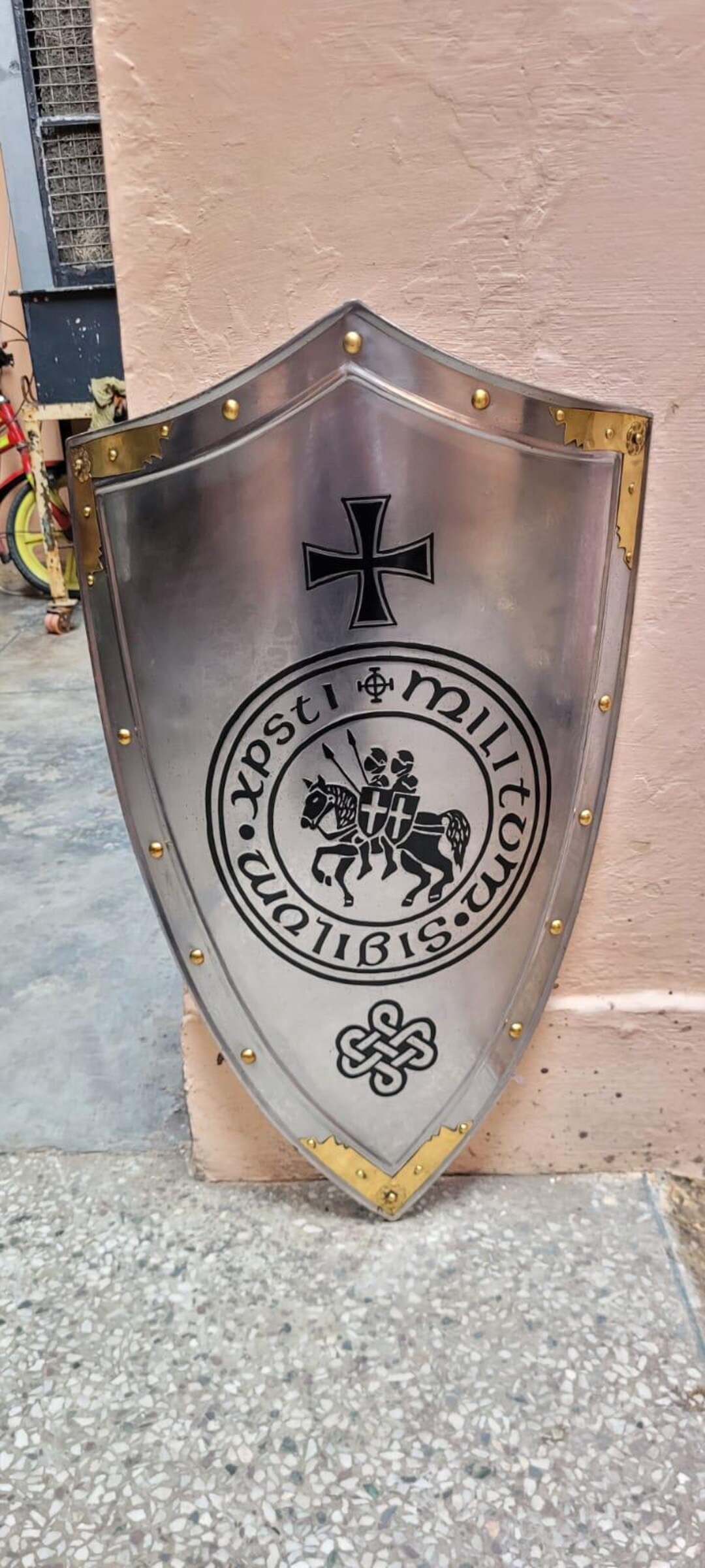 Medieval Templar Knight Shield 28" Heater Shield, Steel Armour Shield ...