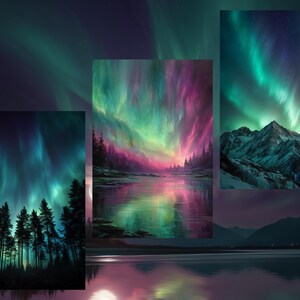 Aurora Borealis Digital Paper – 15 Northern Lights PNG Textures ...
