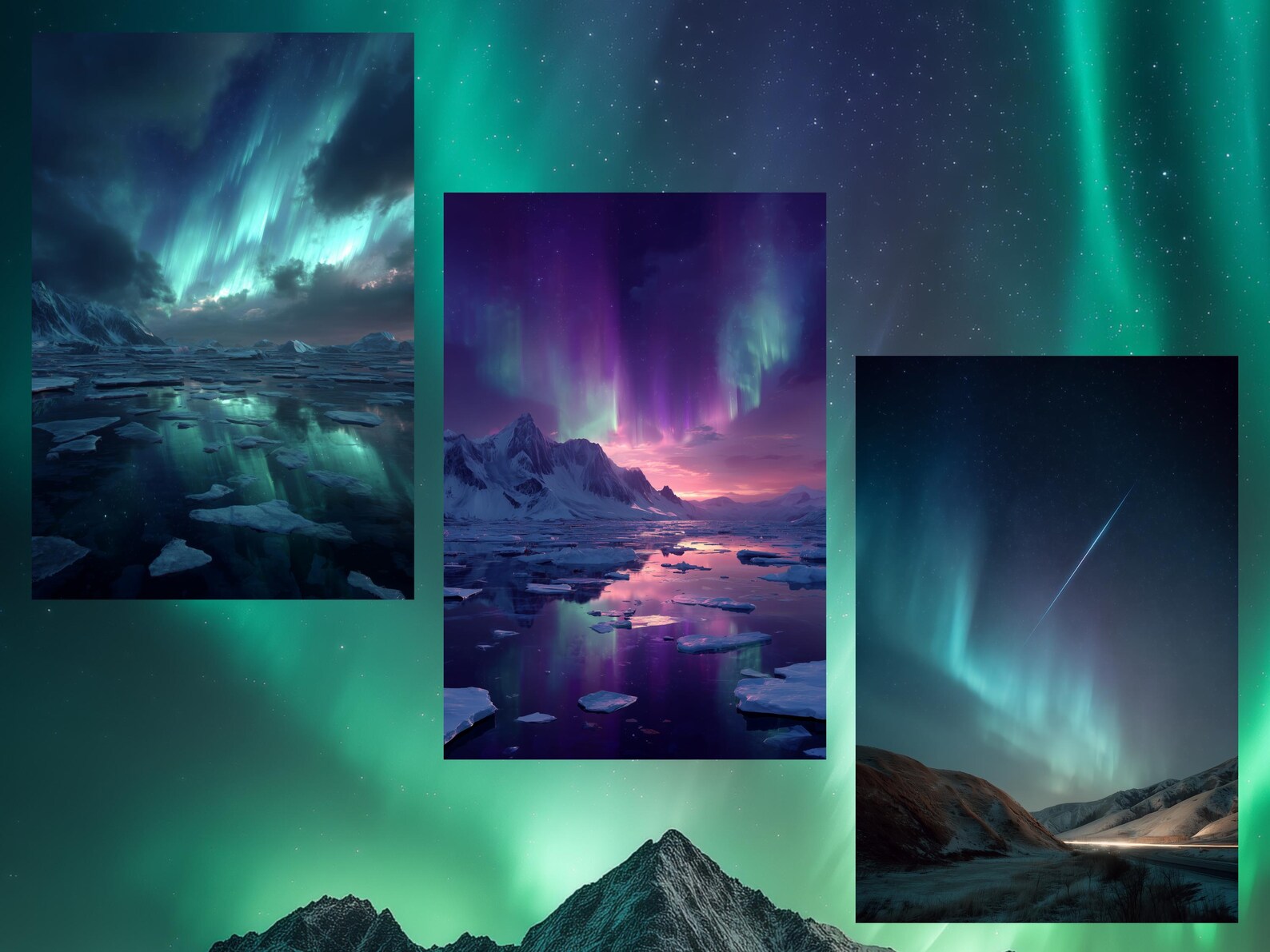 Aurora Borealis Digital Paper – 15 Northern Lights PNG Textures ...