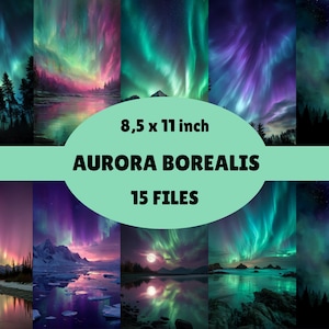 Aurora Borealis Digital Paper – 15 Northern Lights PNG Textures ...