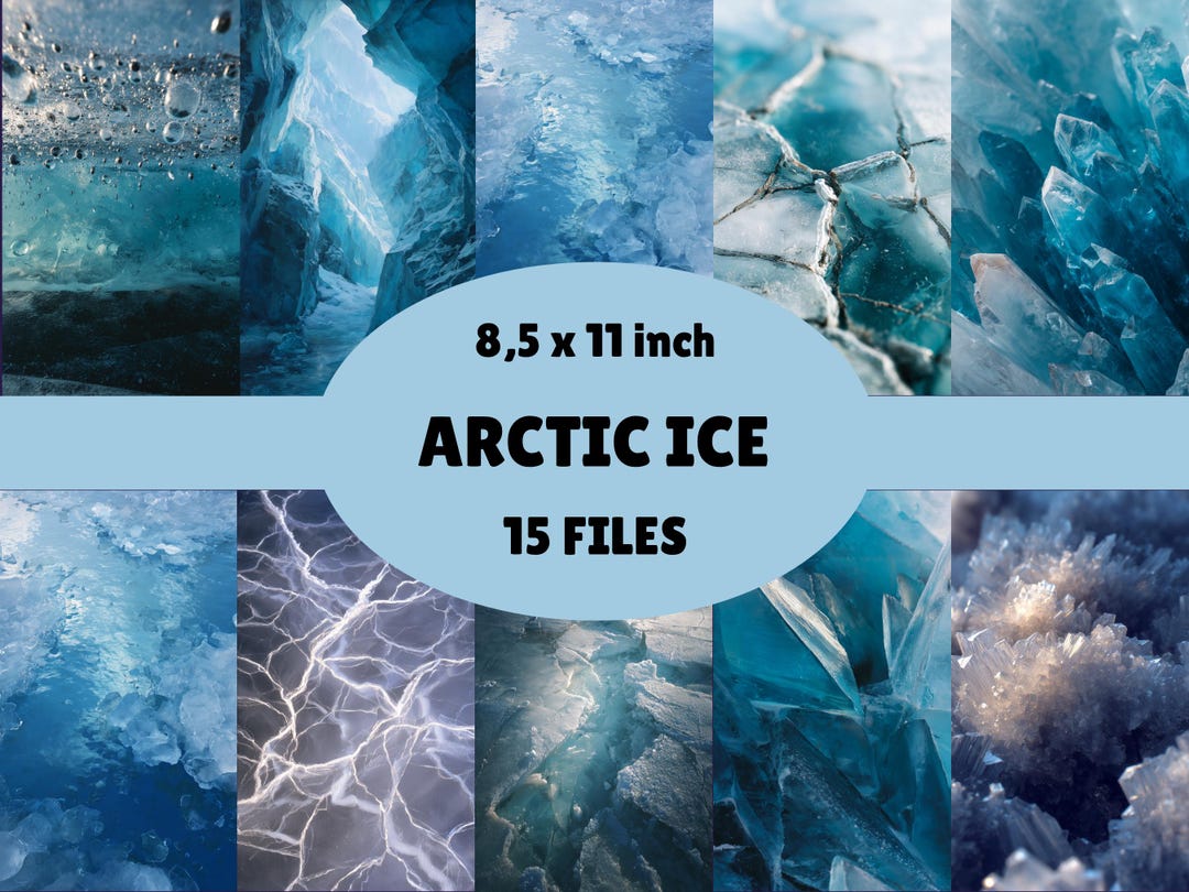 Arctic Ice Texture Illustrations – 15 Frozen PNG Digital Papers ...