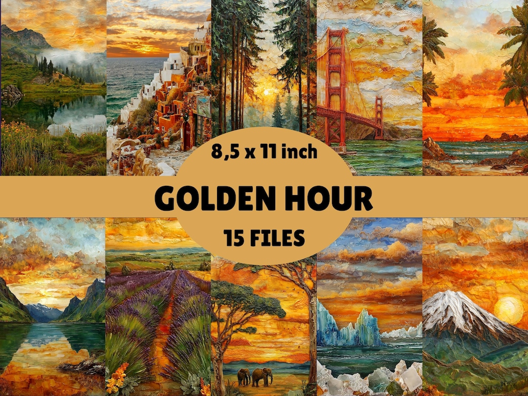 Golden Hour Textures: Warm Sunset Digital Paper Bundle (8.5x11 PNG ...