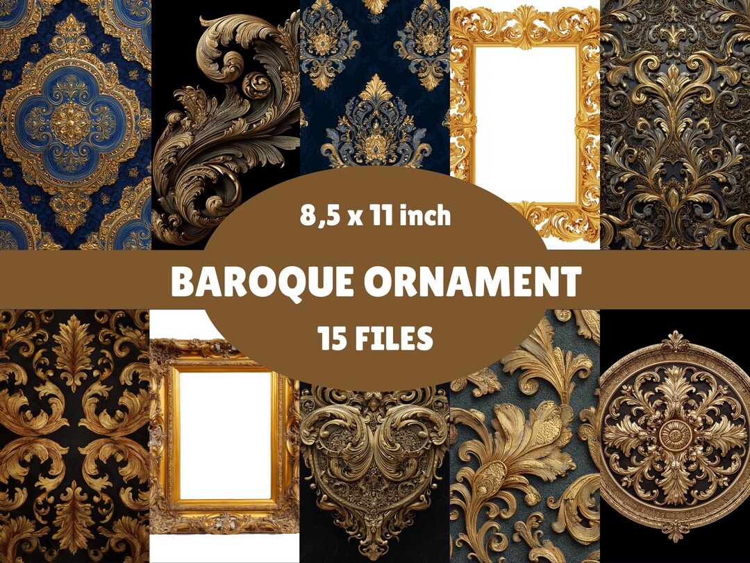 Baroque Gold Digital Paper Bundle | Luxury Ornament Backgrounds ...