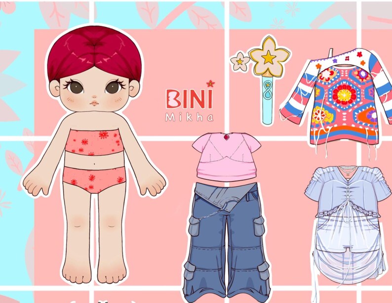 BINI Printable Dress-up Paper Doll Set | Bini Mikha | Instant Download ...