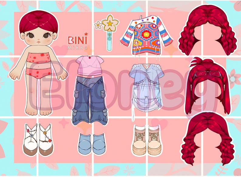 BINI Printable Dress-up Paper Doll Set | Bini Mikha | Instant Download ...