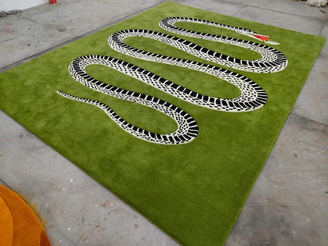 Hand-tufted Wool Snake Rug – Green, Modern Statement Carpet - Etsy