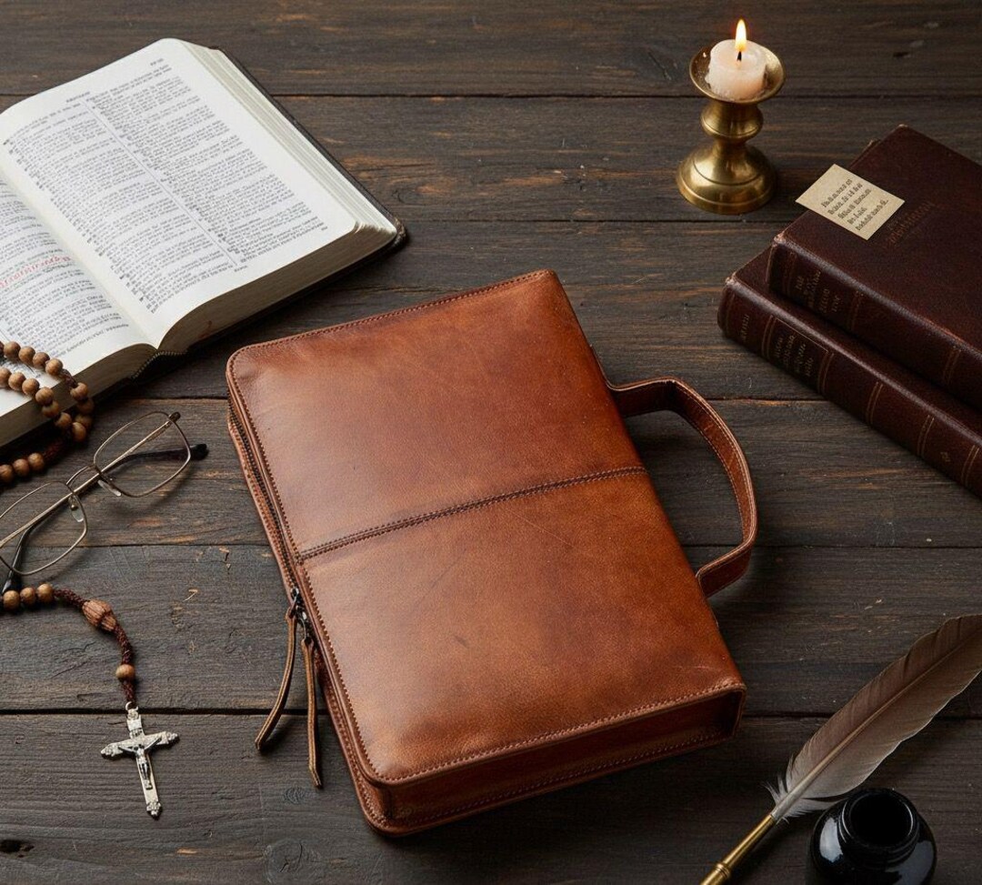 Custom Leather Bible Cover | Personalized Handmade Christian Gift ...