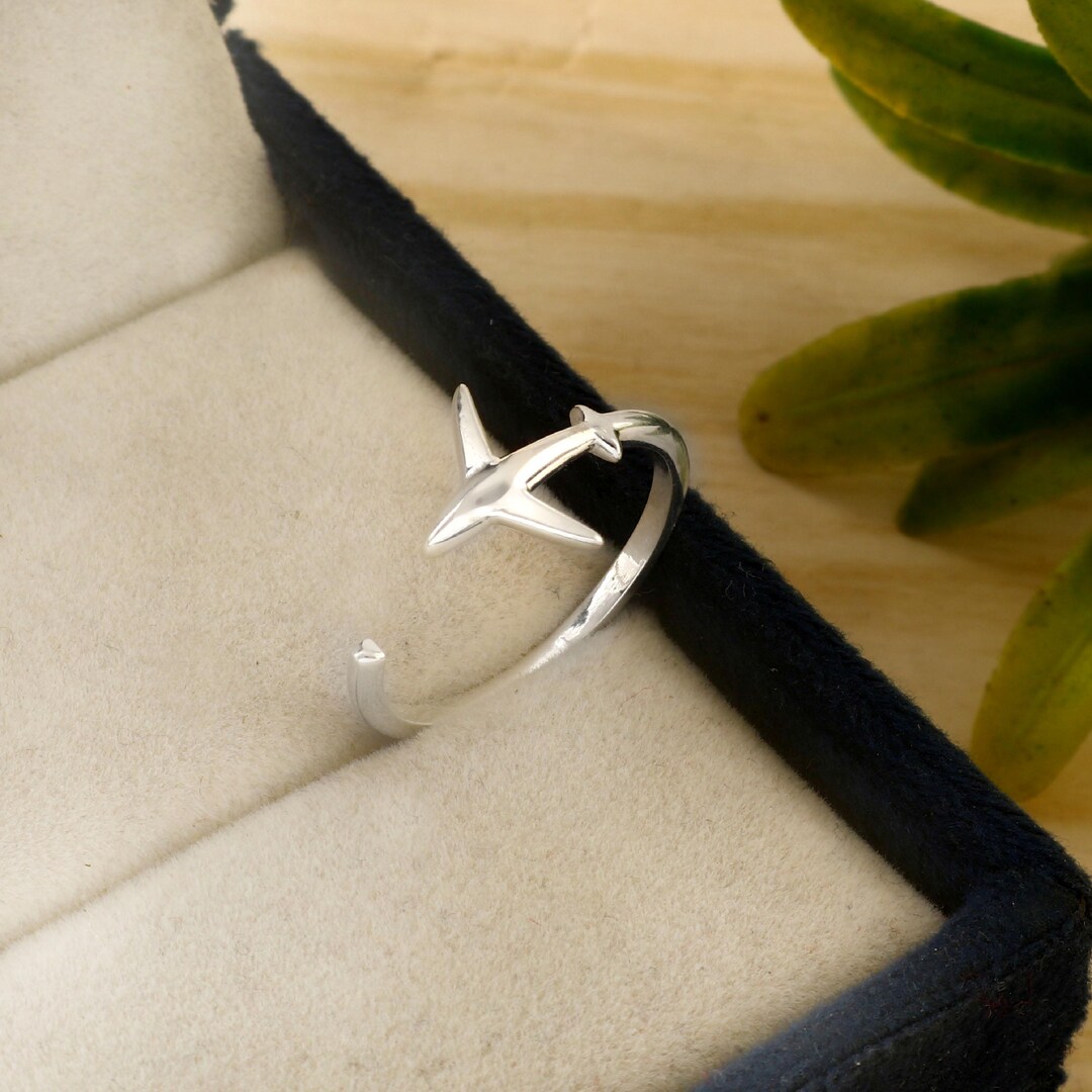 Minimalist Sterling Silver Airplane Ring - Boho Travel Jewelry - Etsy