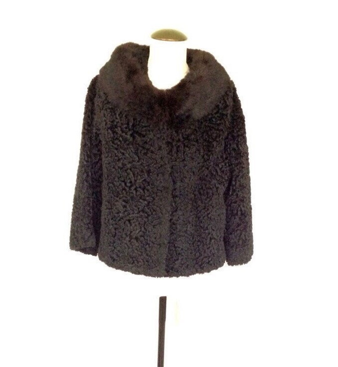 Classy Vintage Franklin Simon Black Rabbit Fur Jacket Coat SIZE MEDIUM ...