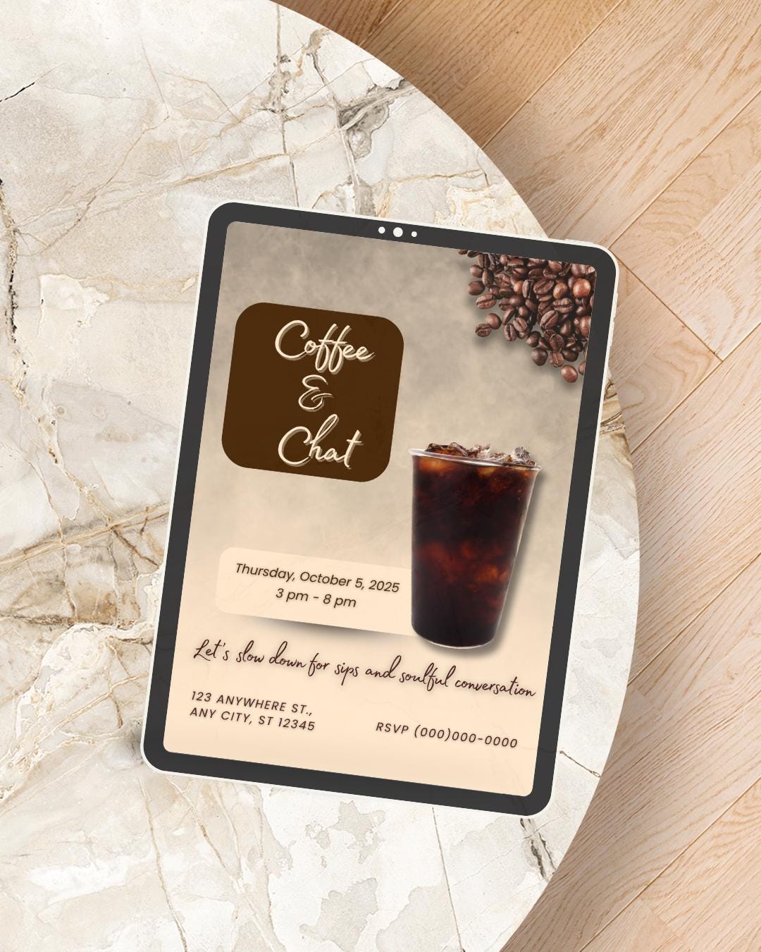 Coffee & Chat Invitation Template | Boho Coffee Date Invite | Iced ...