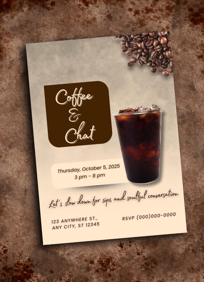 Coffee & Chat Invitation Template | Boho Coffee Date Invite | Iced ...