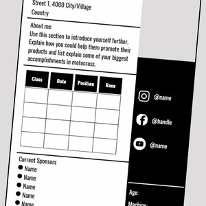 Motocross Rider Resume Template | Motocross CV | Editable Racing Resume ...