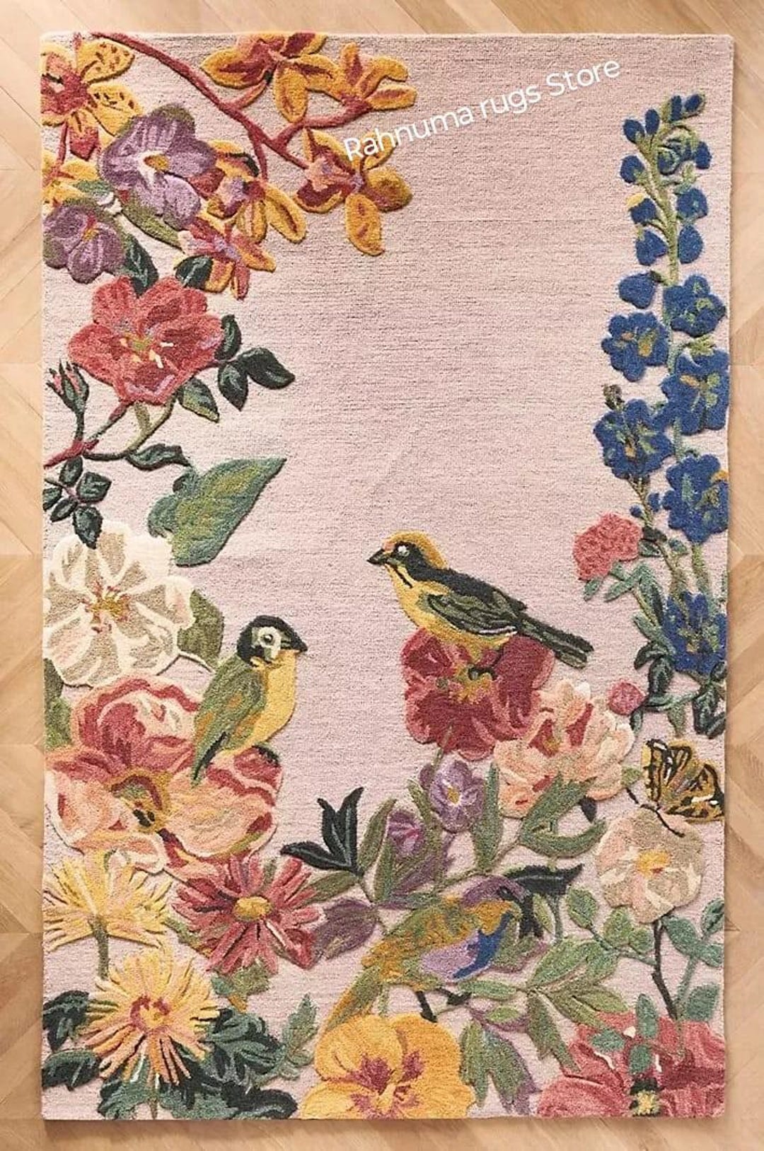 Hanging Birds Rugs Hand Tufted Antique Bird Flying 5x8 Use for Bedroom ...