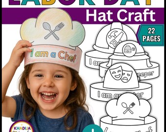 Labor Day Paper Hat Craft, Community Helpers Coloring Hats Craftivity ...