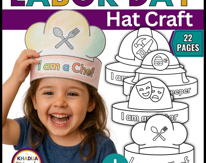 Labor Day Paper Hat Craft, Community Helpers Coloring Hats Craftivity ...