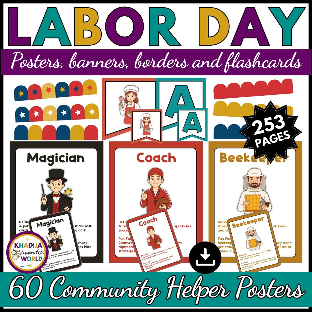 Labor Day Classroom Decor Kit: Community Helpers Posters & Banners ...